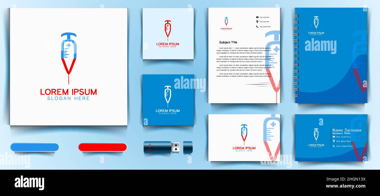 injections, nurse hat, medical logo business branding package template ...