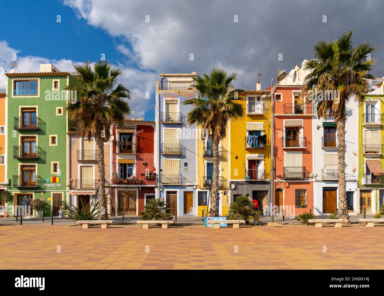 Villajoyosa Spain 20 January 2022 View Of The Colorful Houses On Villajoyosa Spain 20 January 2022 View Of The Colorful Houses On