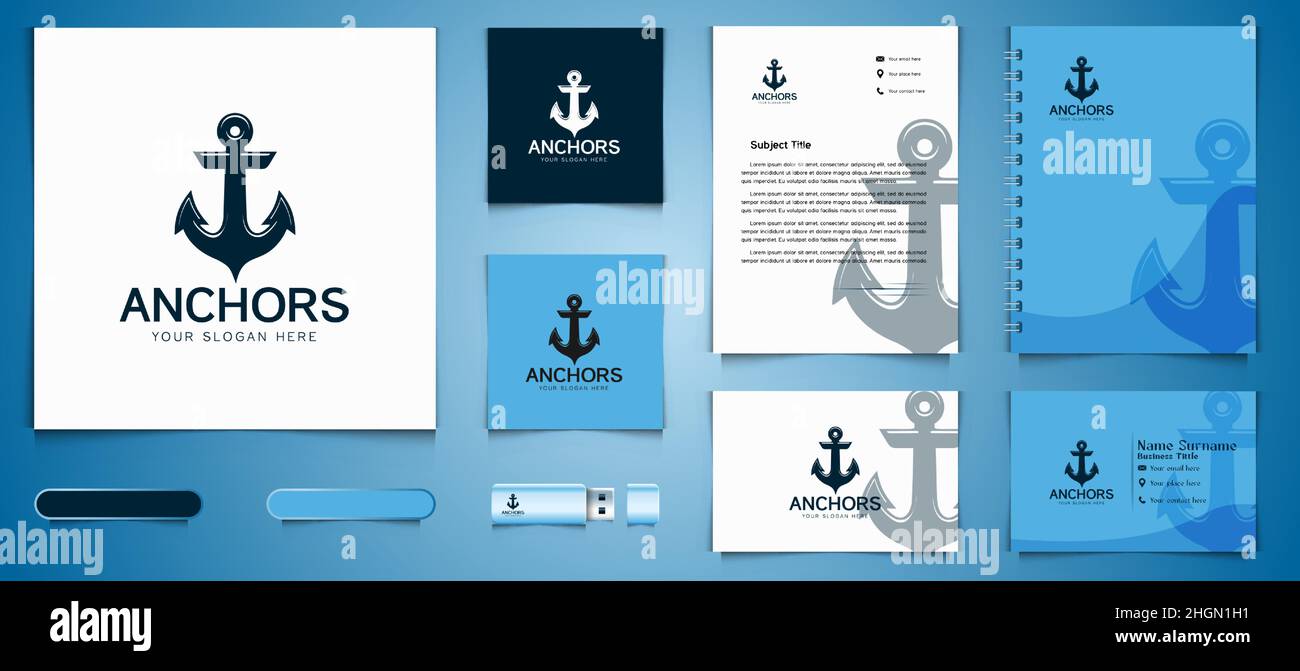 Anchor icon Nautical maritime sea ocean boat logo and business branding ...