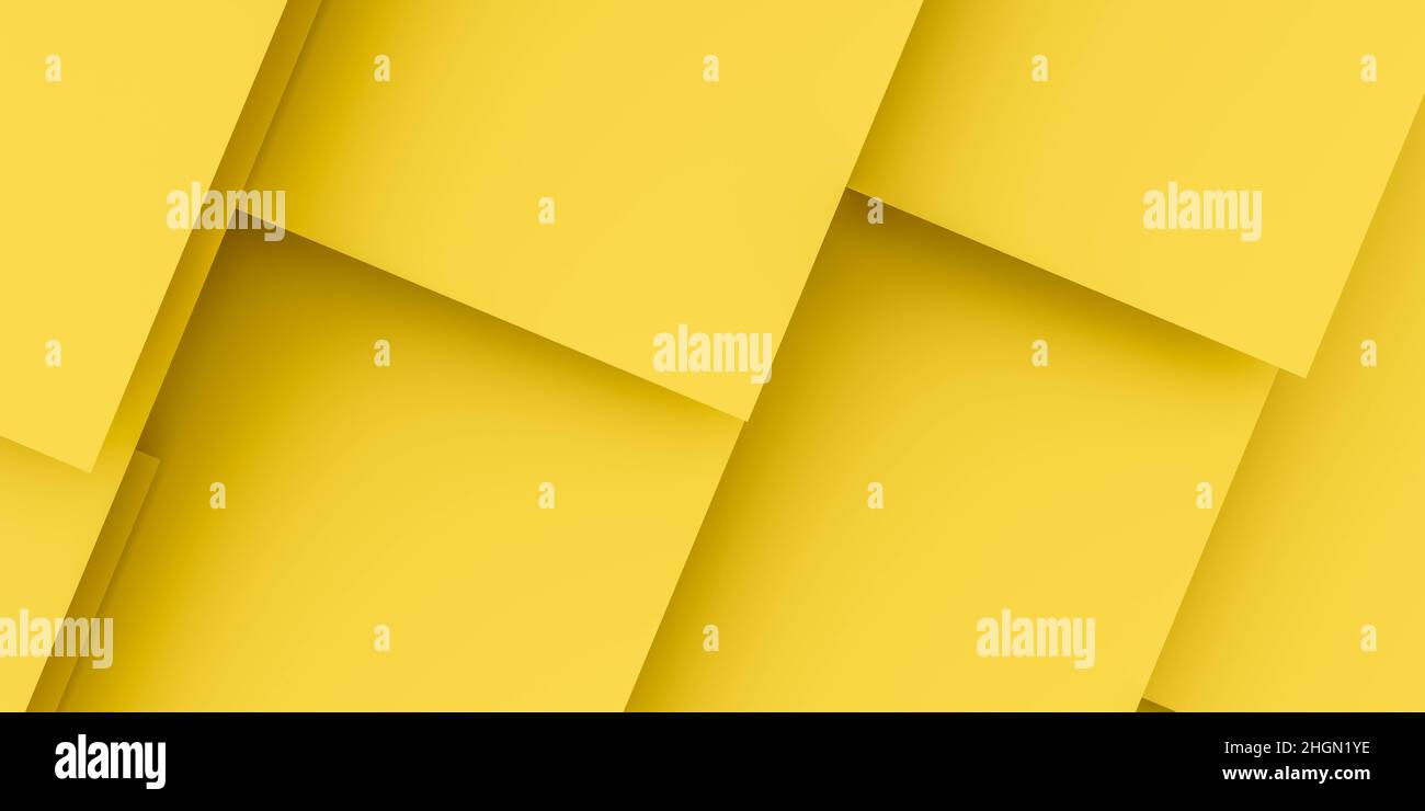 simple geometric shape bright yellow abstract sheets 3d render ...