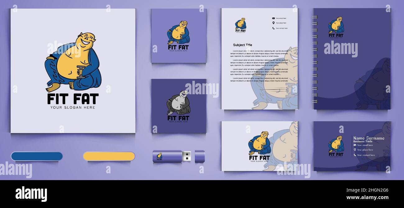 fat person fitness logo and business branding template Designs ...