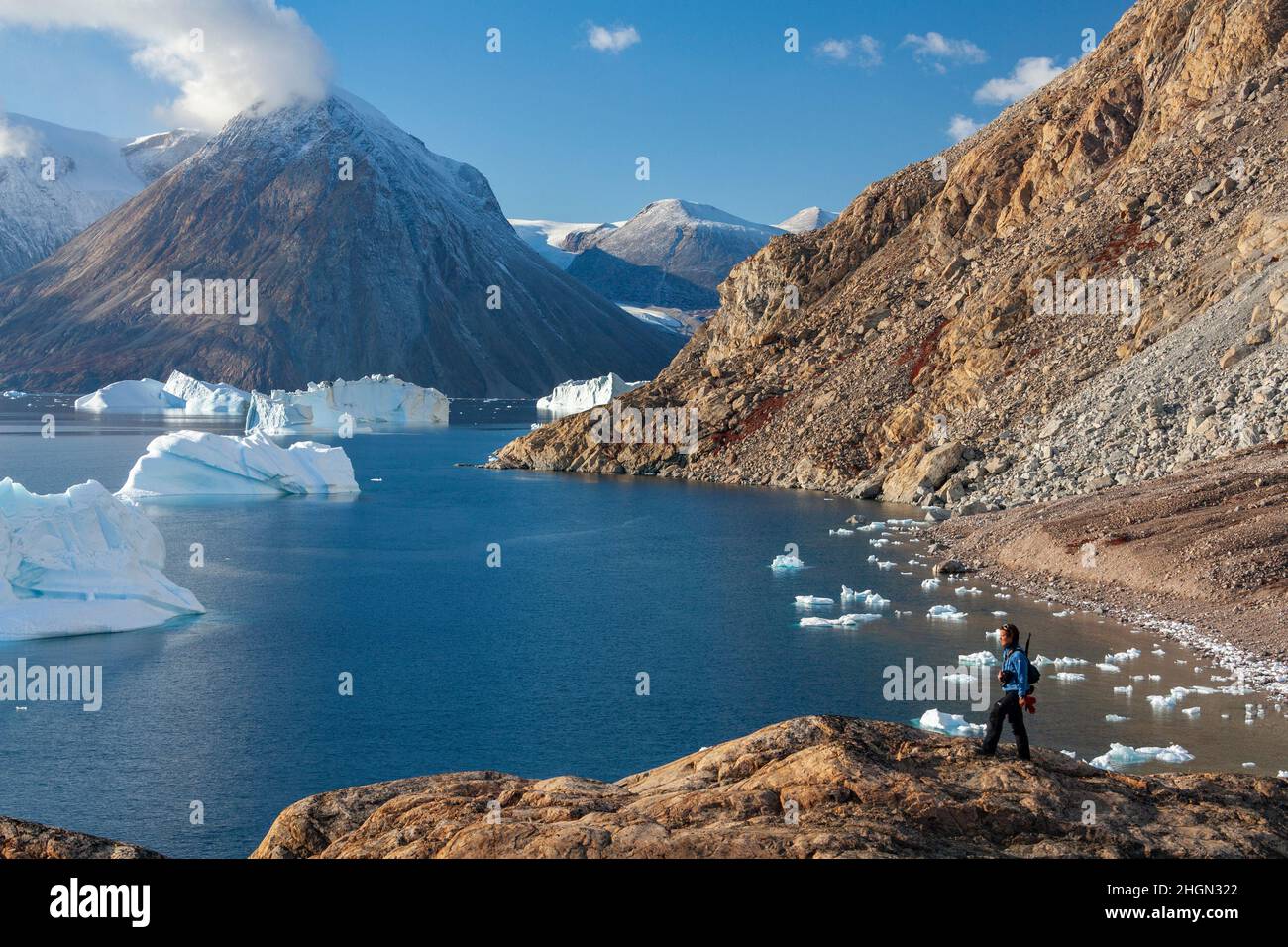 Dramatic view in a small inlet in Northwest Fjord in the far reaches of ...