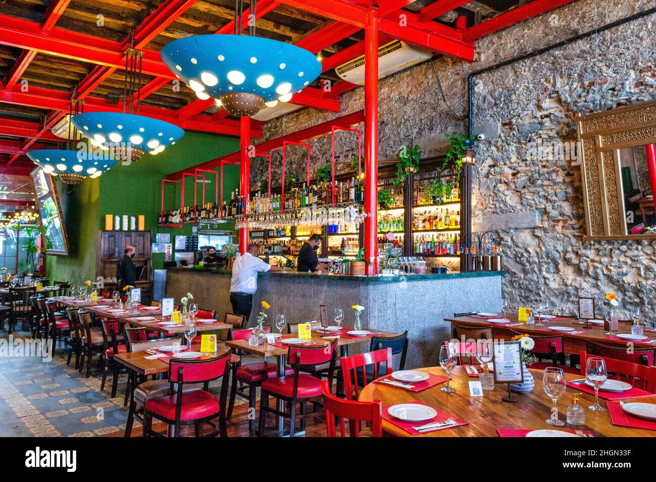 Interior detail of the Bar Restaurant Cais do Oriente in the downtown ...