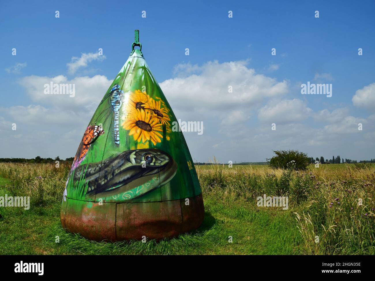Shipping buoys painted by Nathan Murdoch at RSPB Frampton Marsh Nature ...