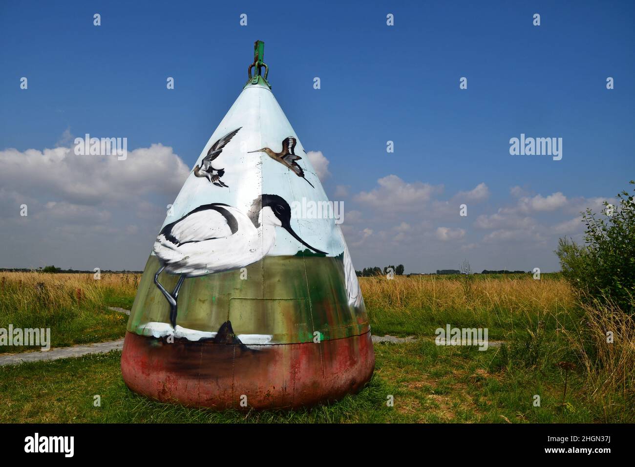 Shipping buoys painted by Nathan Murdoch at RSPB Frampton Marsh Nature ...