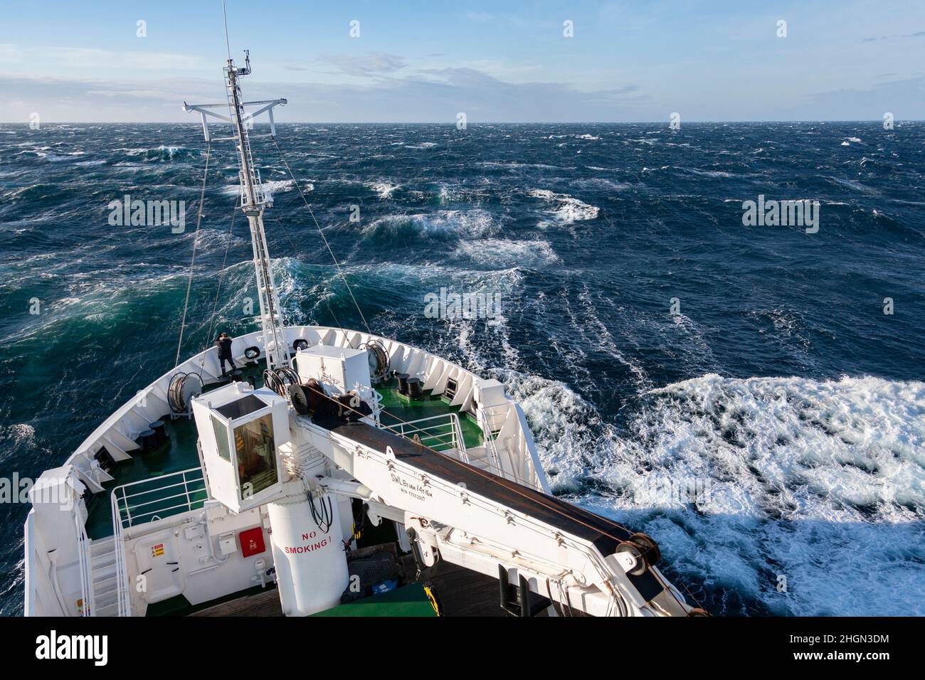 Rough sea in the Denmark Strait (or Greenland Strait) in the North ...