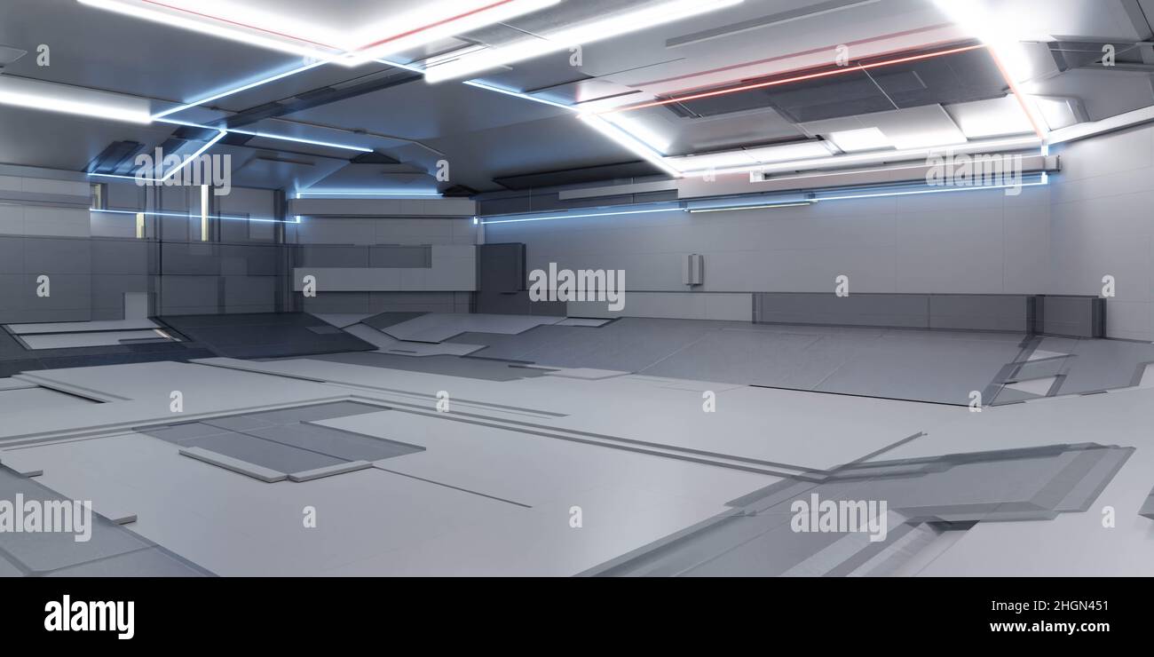 modern futuristic technology station space ship sci-fi laboratory 3d ...