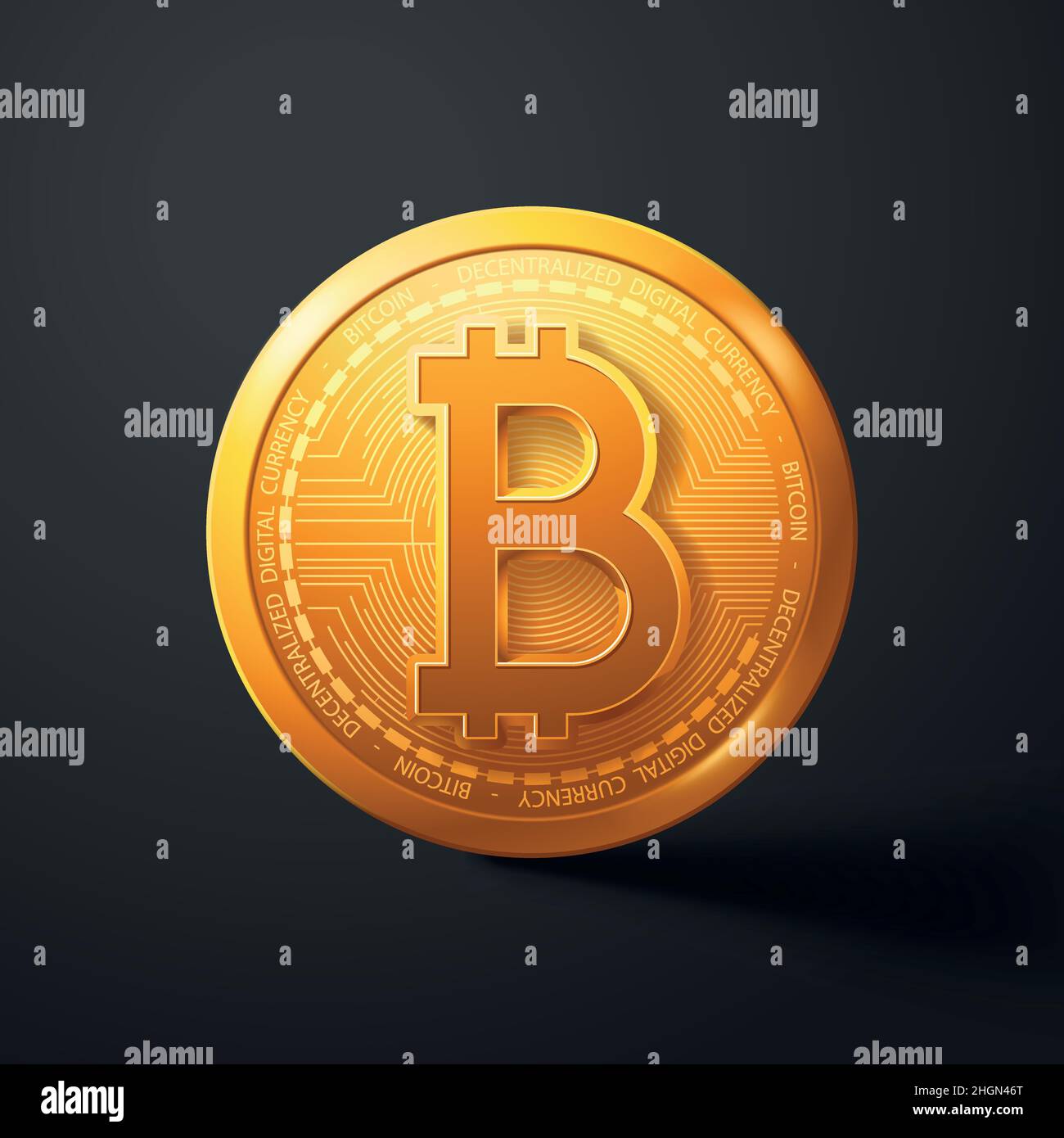 Golden bitcoin on dark Stock Vector Images - Alamy