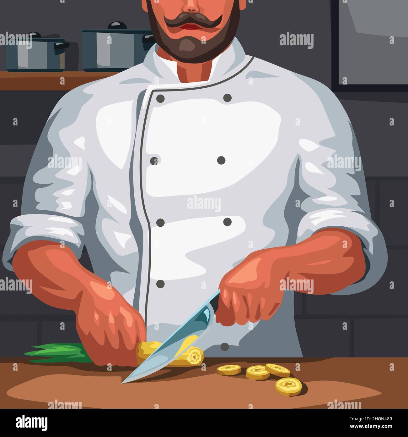 Professional chef hands male cook Stock Vector Images - Alamy