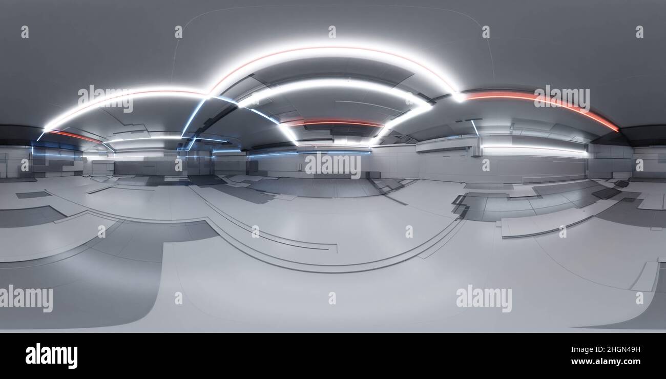 360 degree panorama of modern futuristic technology station space ship ...