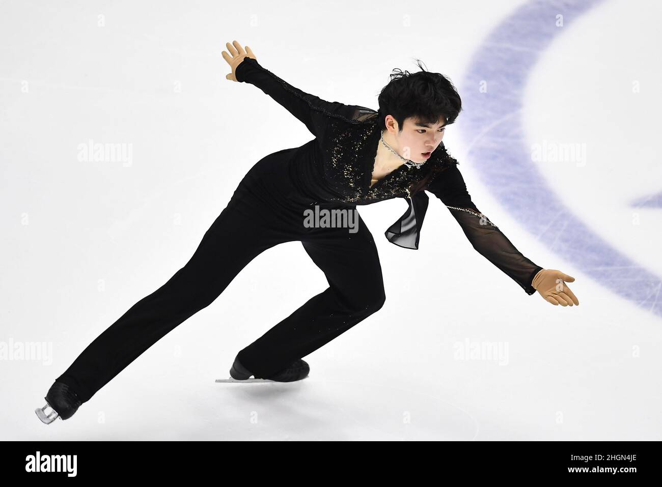 Tallinn, Estonia. 21st Jan, 2022. Cha Junhwan of South Korea performs ...