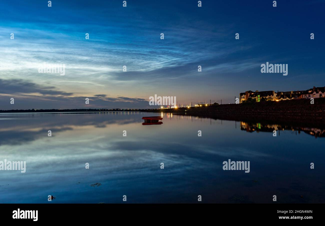 Type-V Noctilucent clouds display reflected into the Malahide Estuary ...