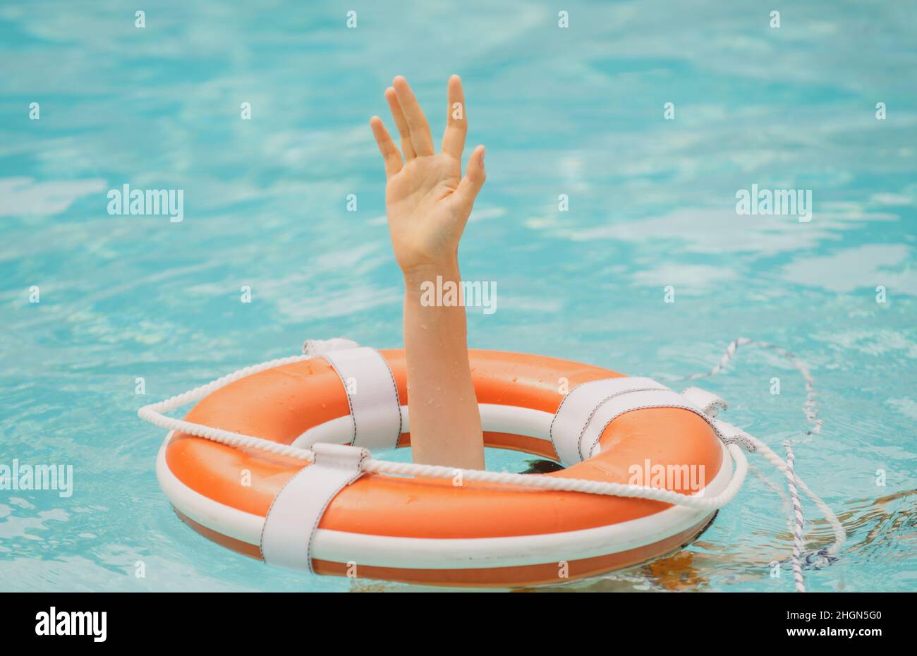 Helping hand. Life problems. Drowning person. Rescue swimming ring in ...