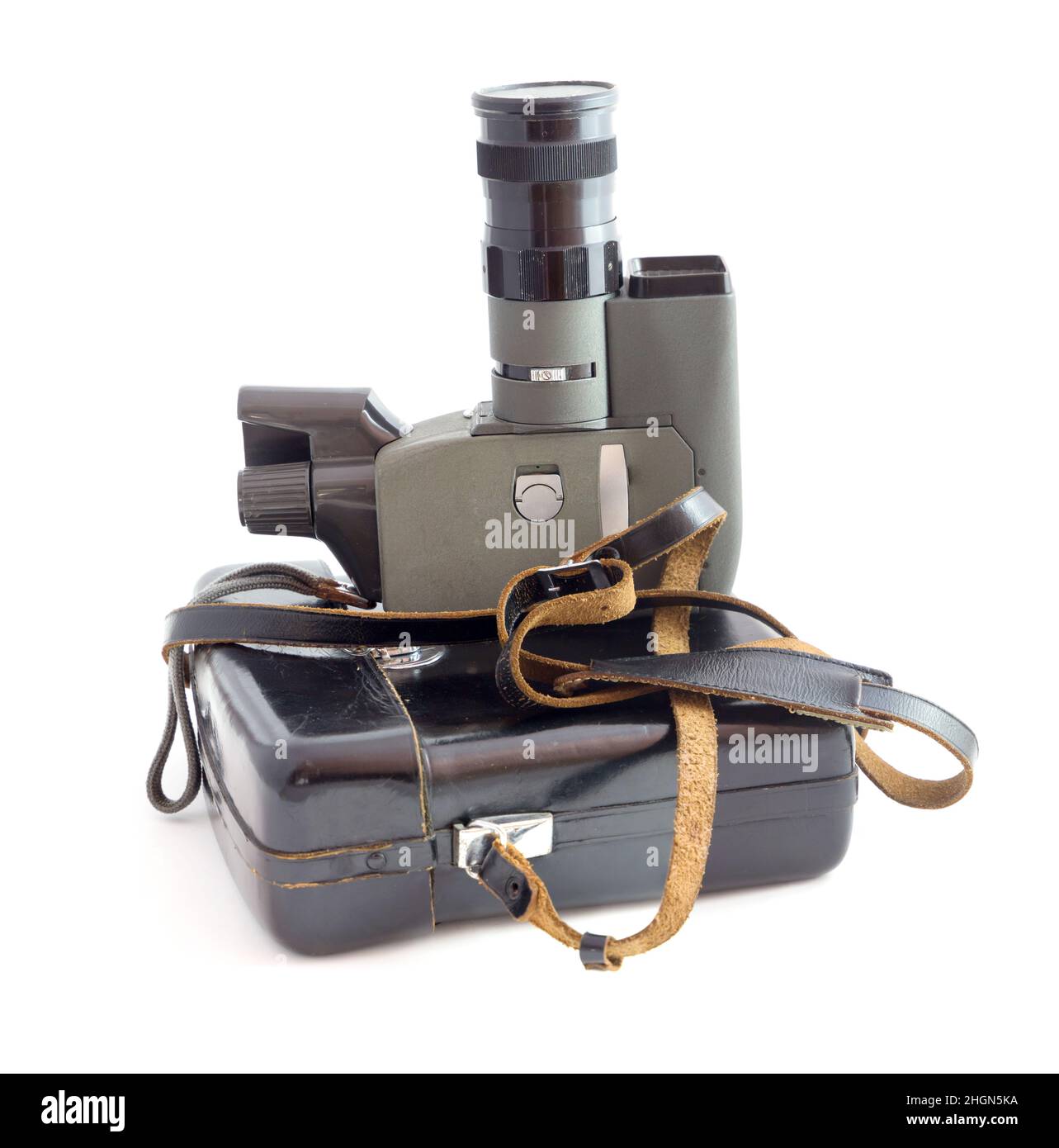 Vintage old video camera isolated on white background with clipping ...