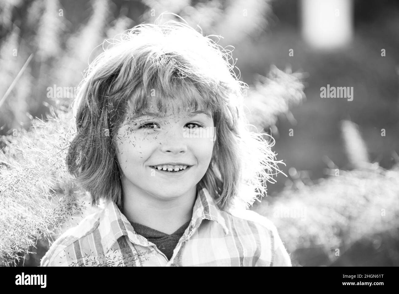 Cute child portrait. Happy boy child is smiling enjoying life. Portrait ...