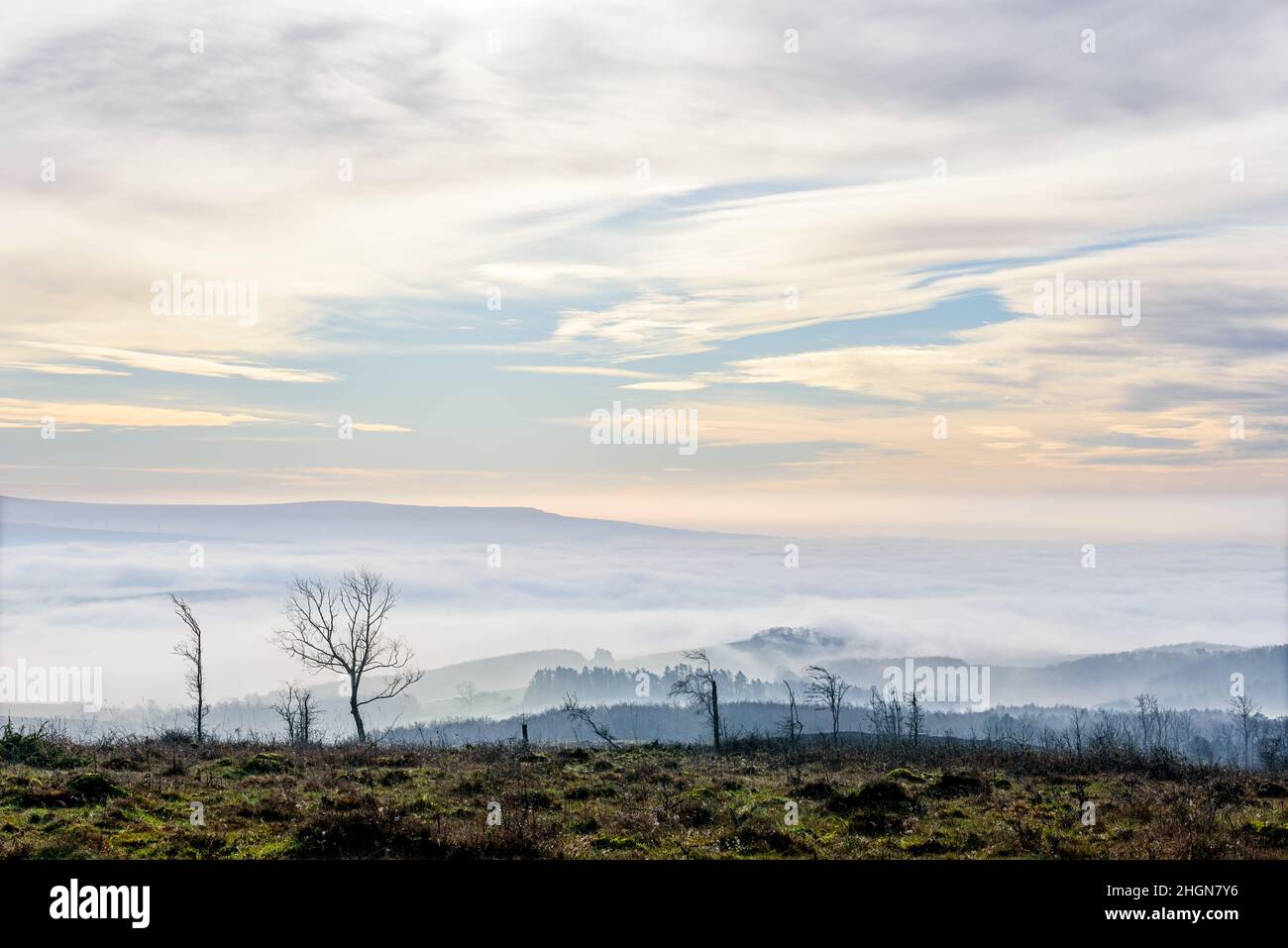 Temperature Inversion in The Lune Valley, Lancashire Stock Photo - Alamy
