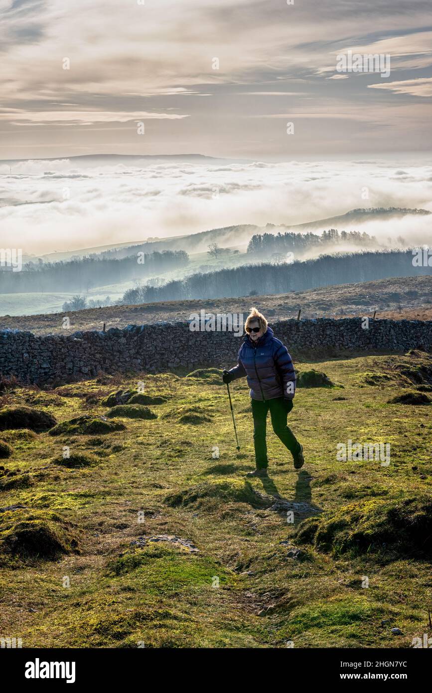 Walking on Hutton Roof Crags near Burton in Kendal Cumbria Stock Photo ...