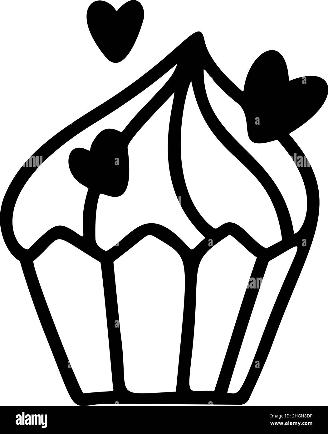 Cupcake valentine cakes cheesecakes with cream and hearts decor. Vector ...