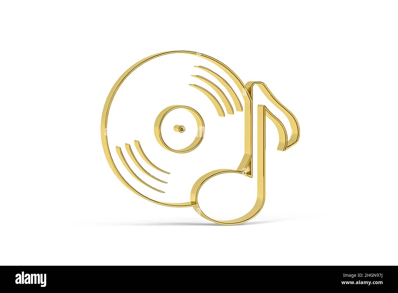 Golden 3d vinyl record icon isolated on white background - 3d render ...