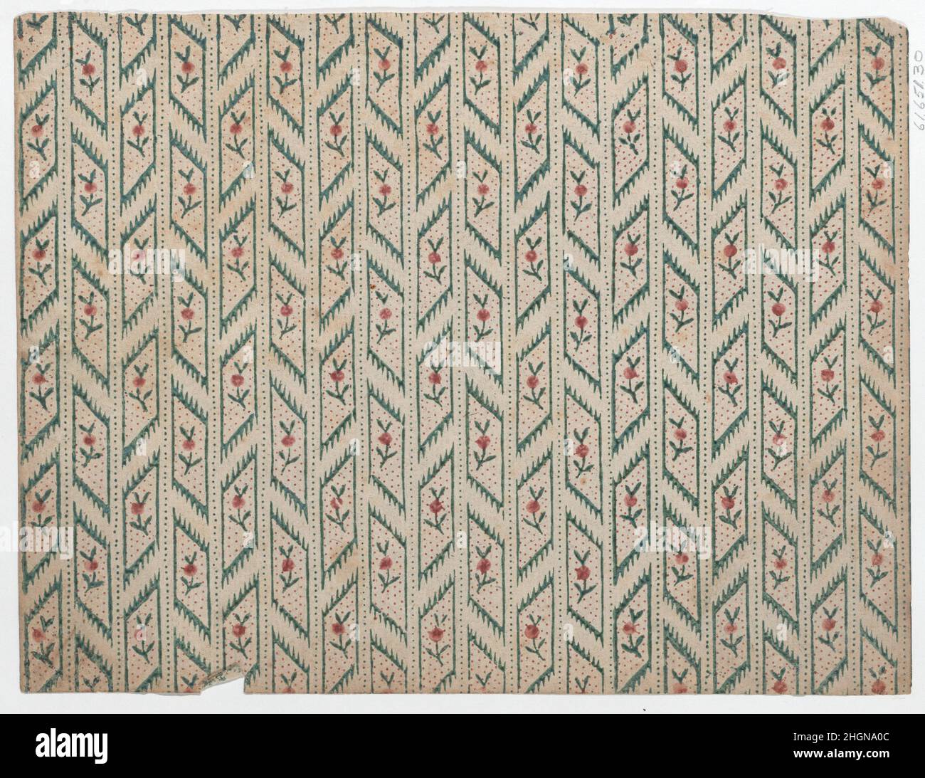 Sheet with overall red and green vine and dot pattern 1750–1816 Adriaan ...