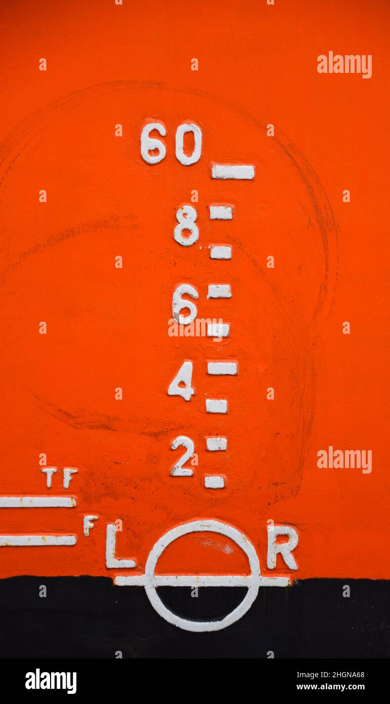 Ship's Hull measuring lines Stock Photo - Alamy