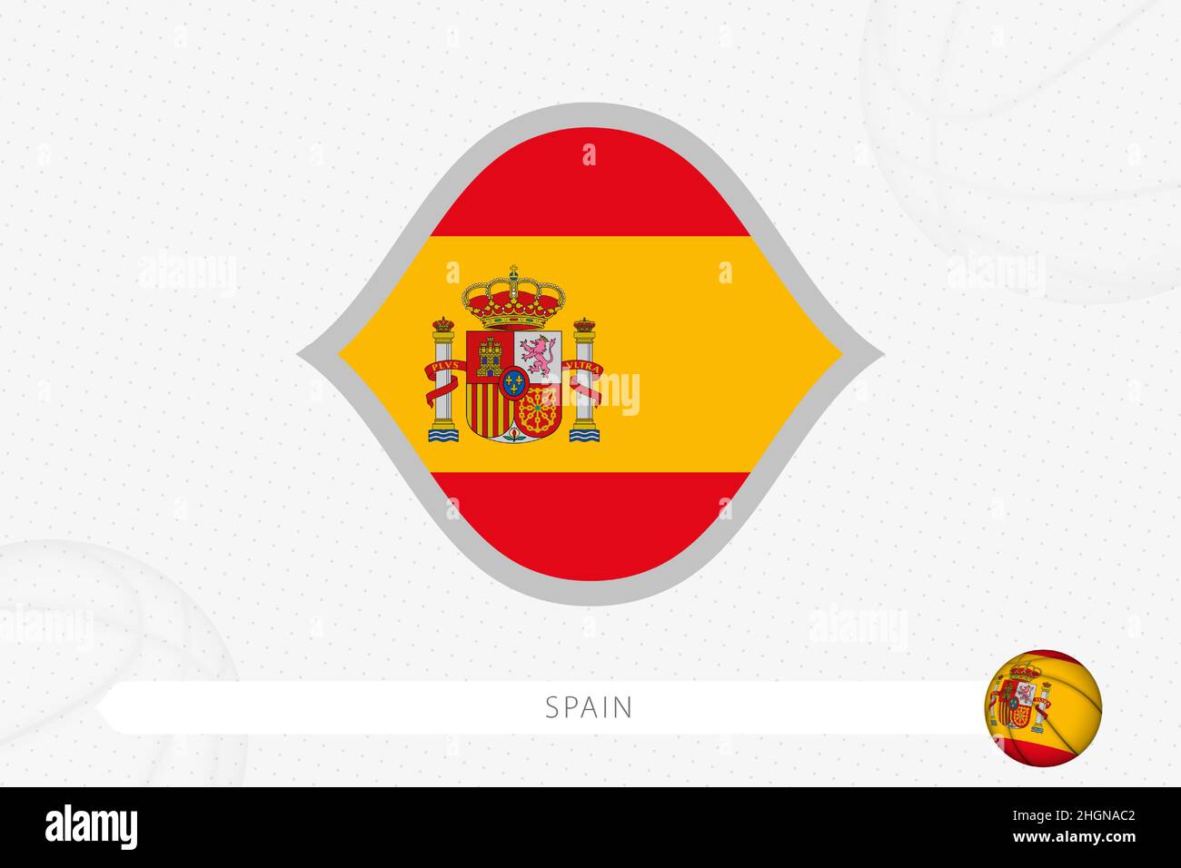 Spain flag for basketball competition on gray basketball background ...