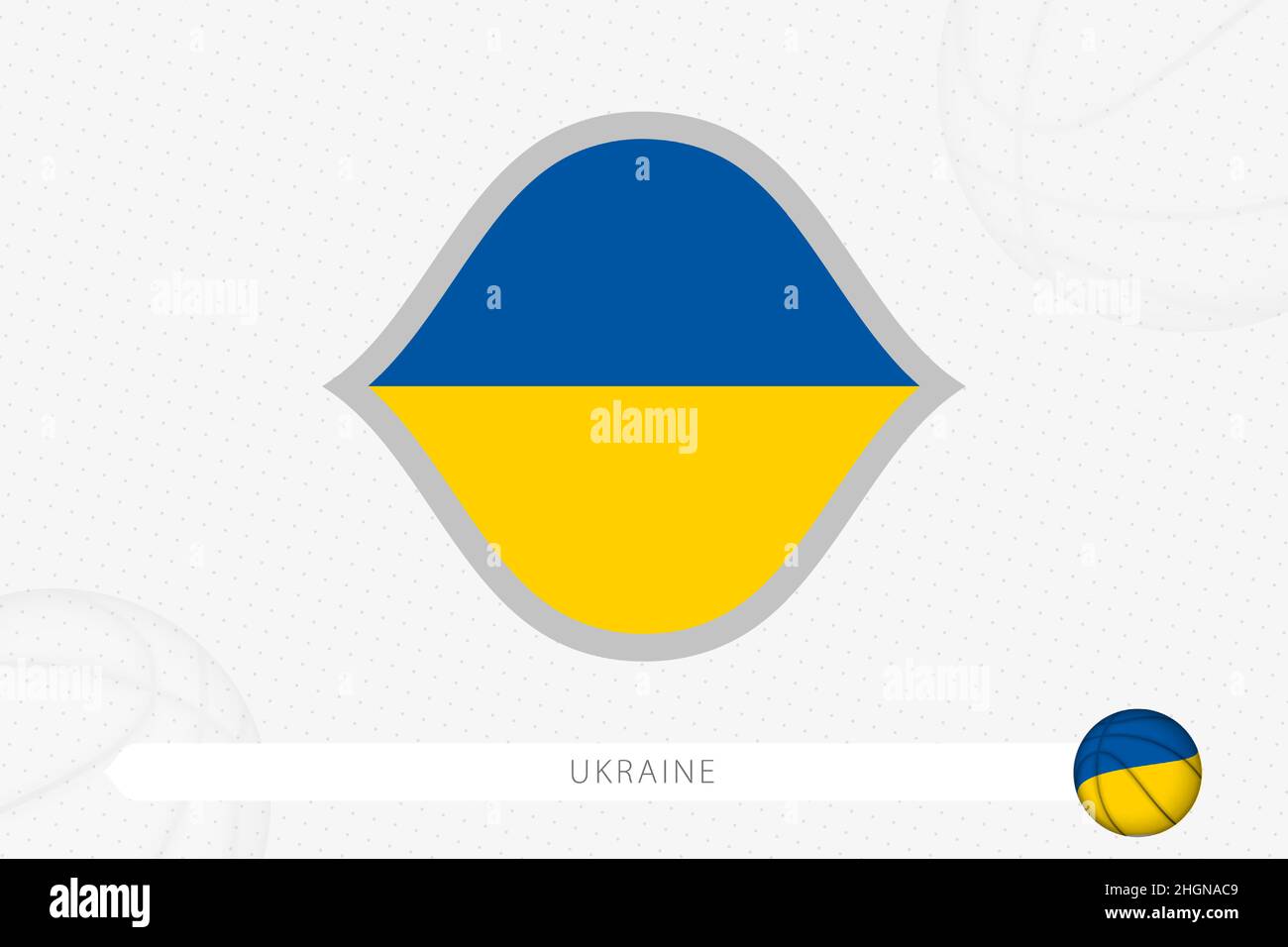 Ukraine flag for basketball competition on gray basketball background ...