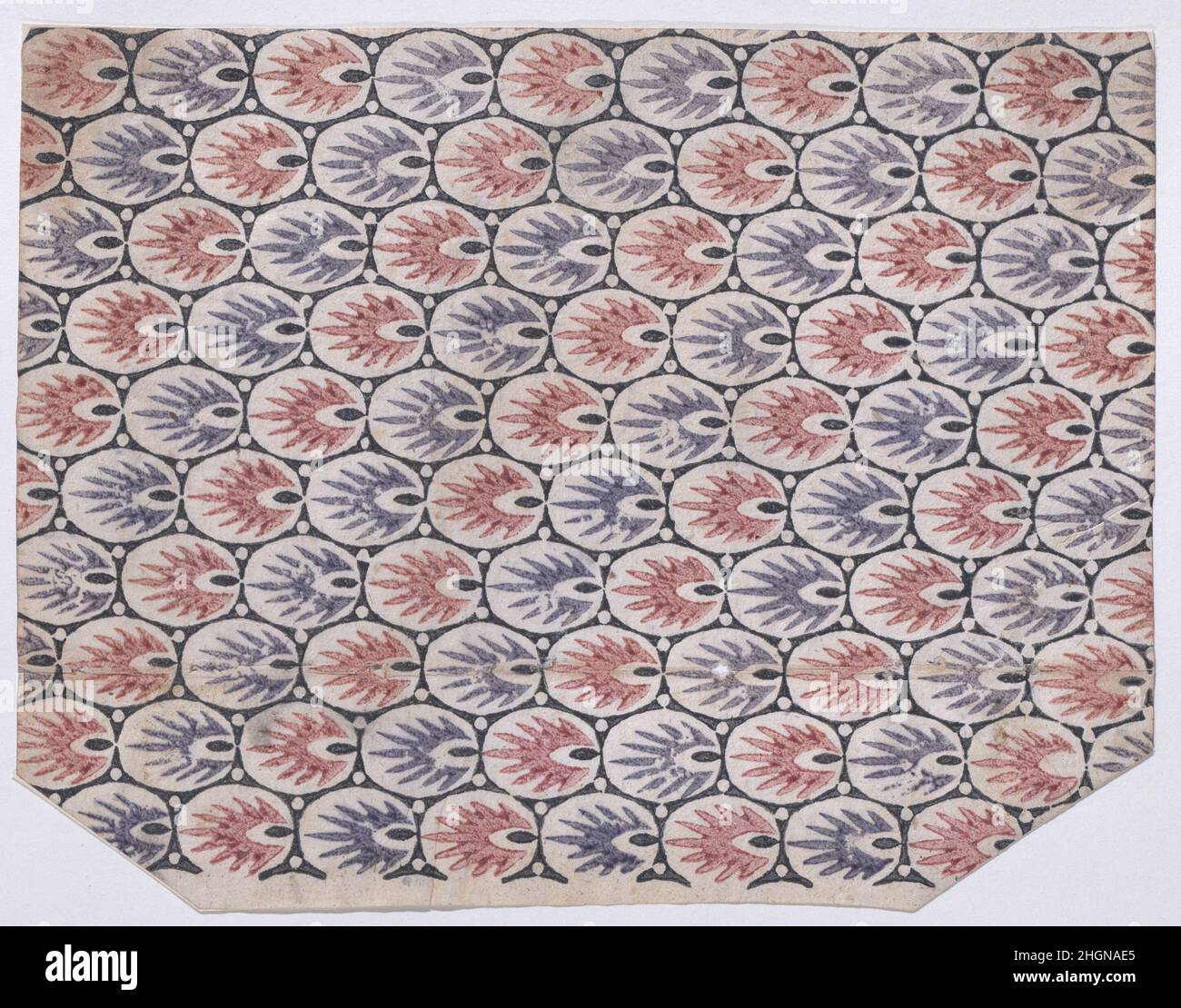 Sheet with overall pattern of pointed shapes within ovals 19th century ...