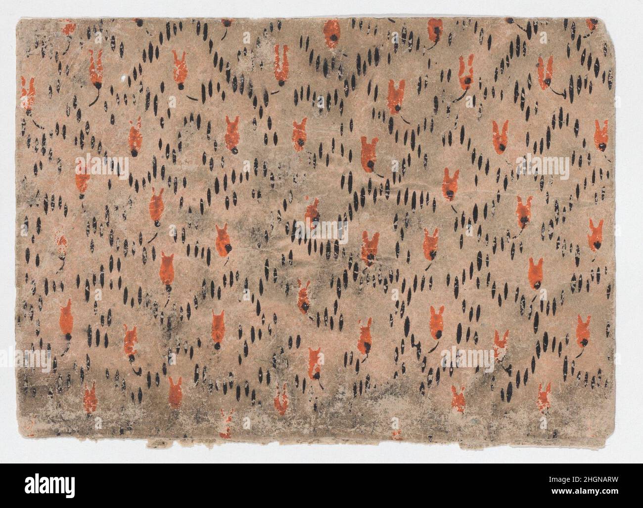 Sheet with pattern of red and black dashes 19th century Anonymous ...