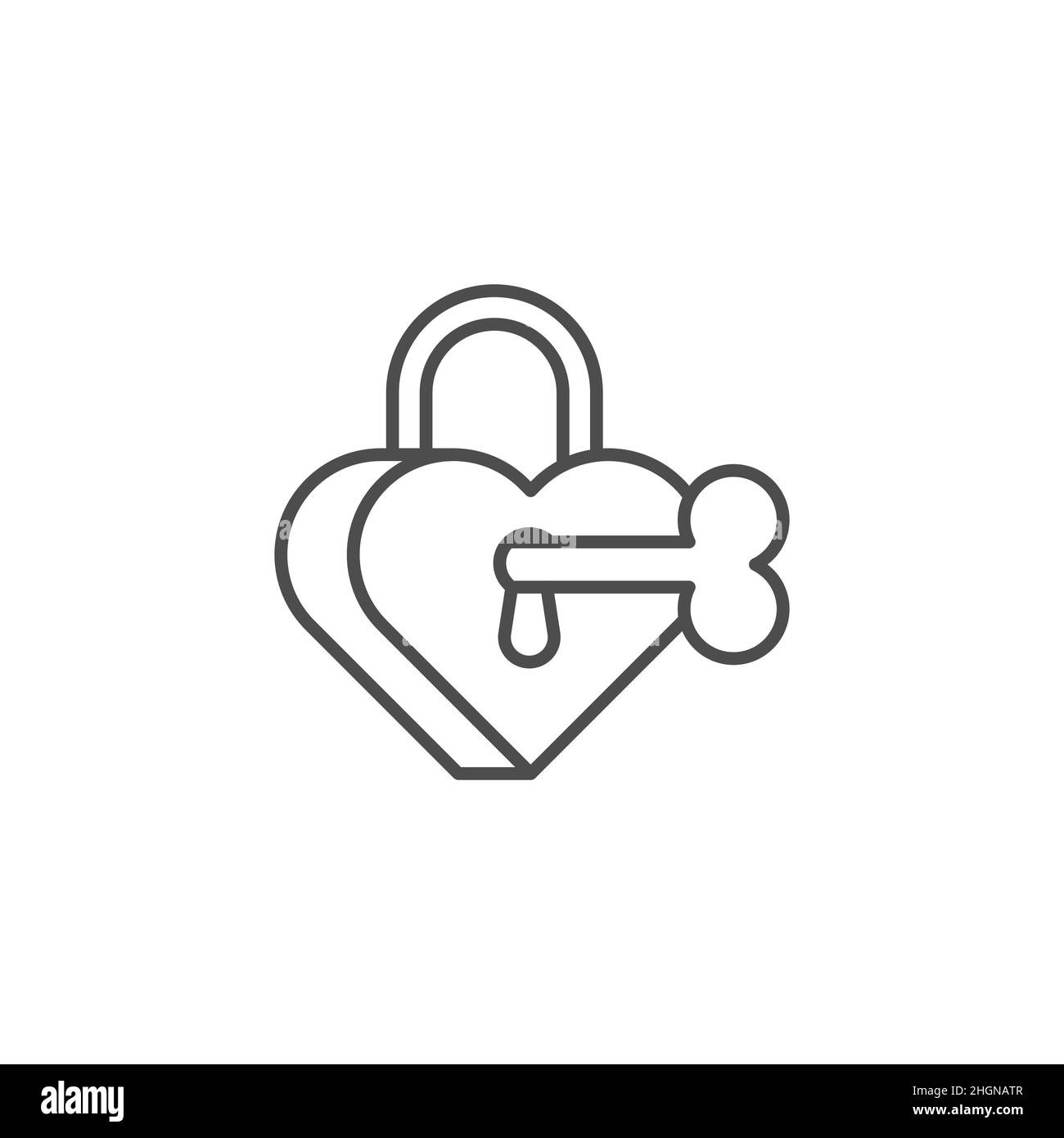 Heart lock with key line icon. linear style sign for mobile concept and ...