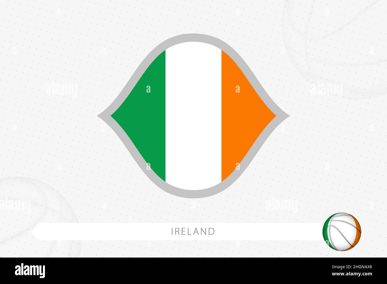 Ireland flag for basketball competition on gray basketball background ...