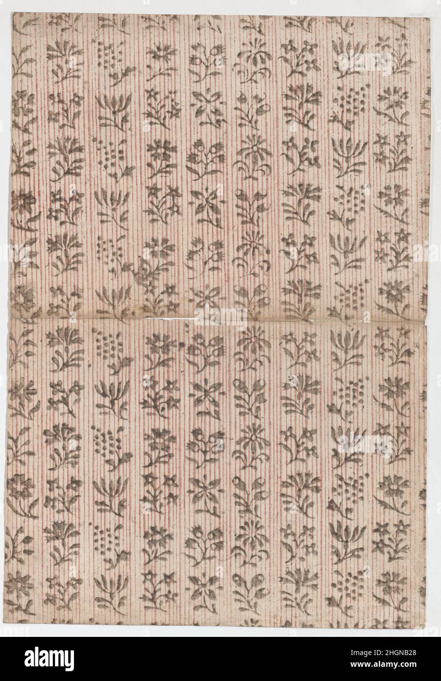 Book cover with overall stripe pattern with floral designs 19th century ...