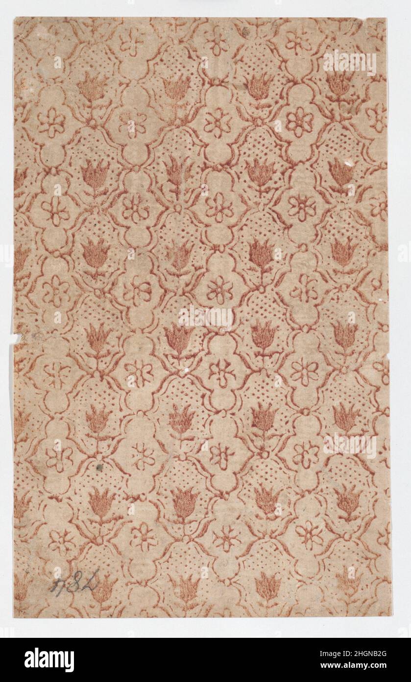 Sheet with overall lattice pattern with flowers 19th century Anonymous ...