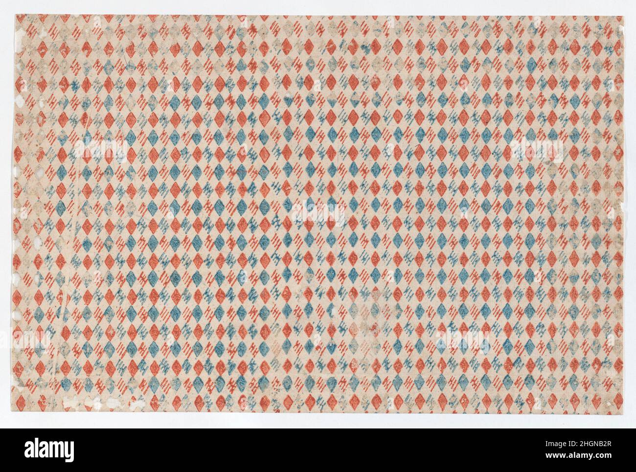 Sheet with overall blue and red diamond pattern 19th century Anonymous ...