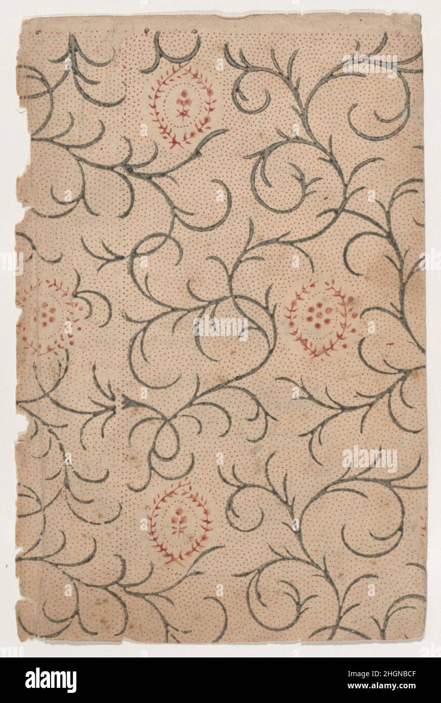 Sheet with overall vine and dot pattern 19th century Anonymous. Sheet ...