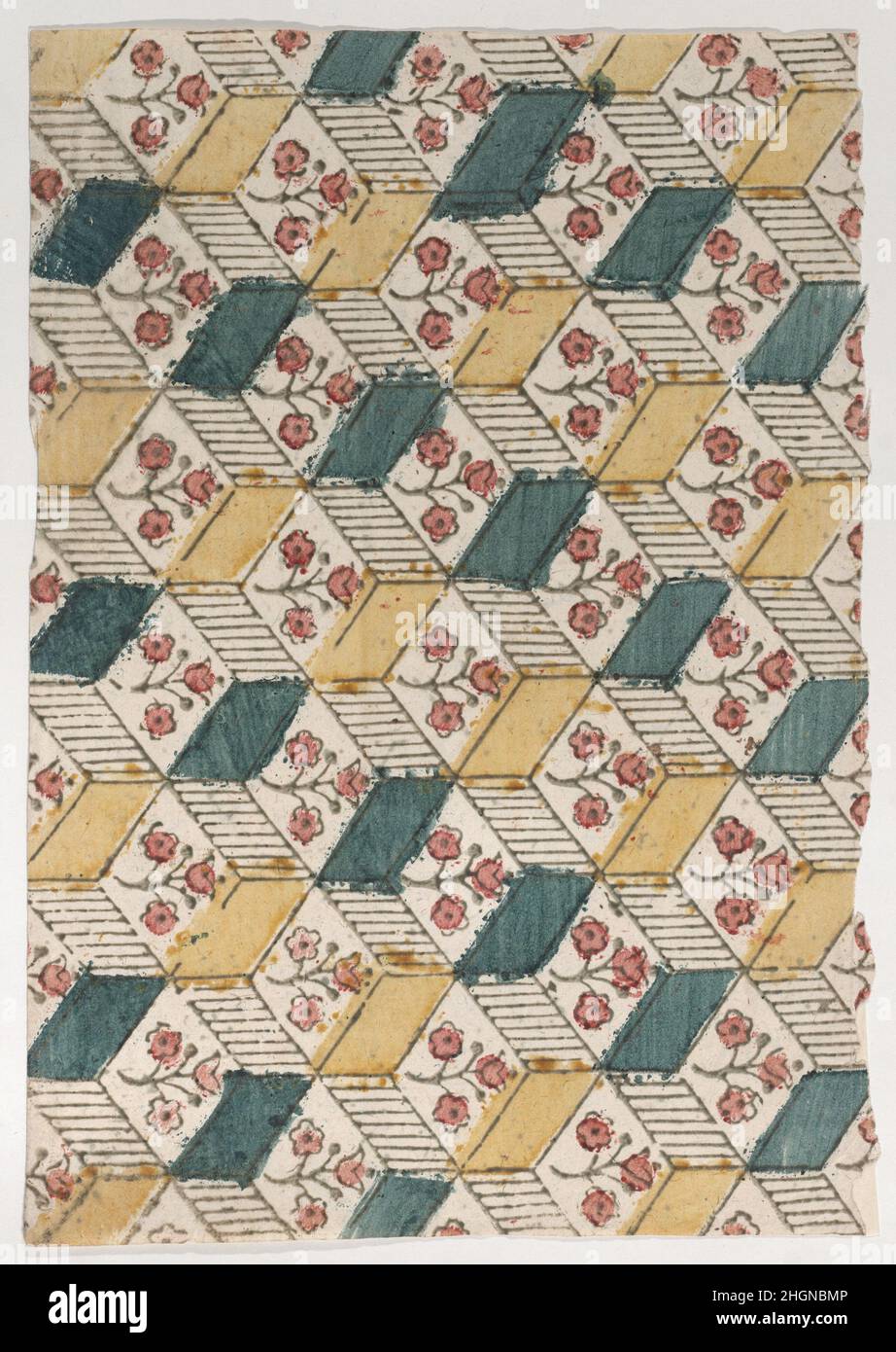 Sheet with an overall floral and geometric pattern 19th century ...
