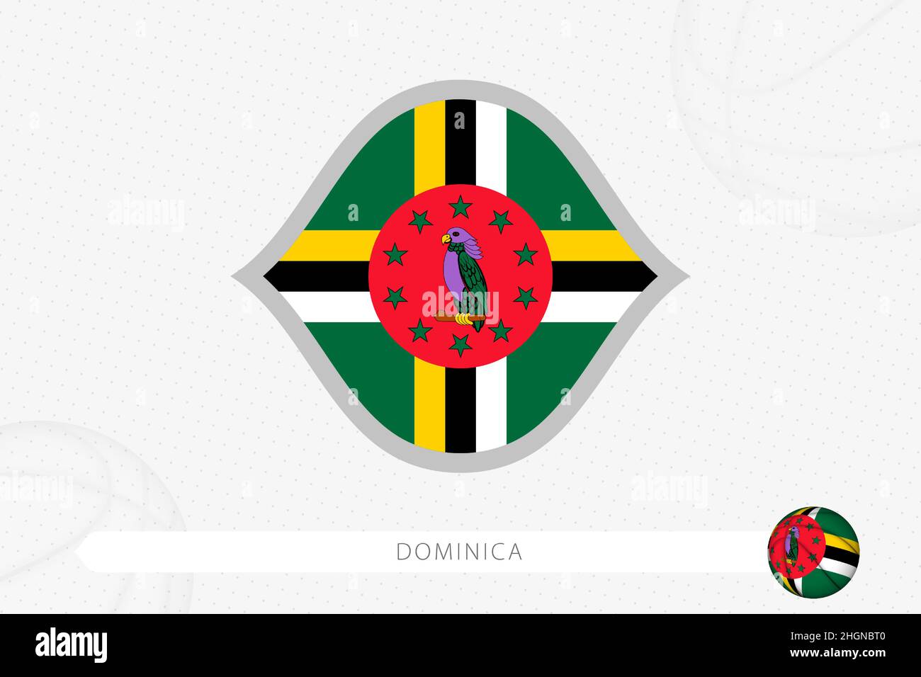 Dominica flag for basketball competition on gray basketball background ...