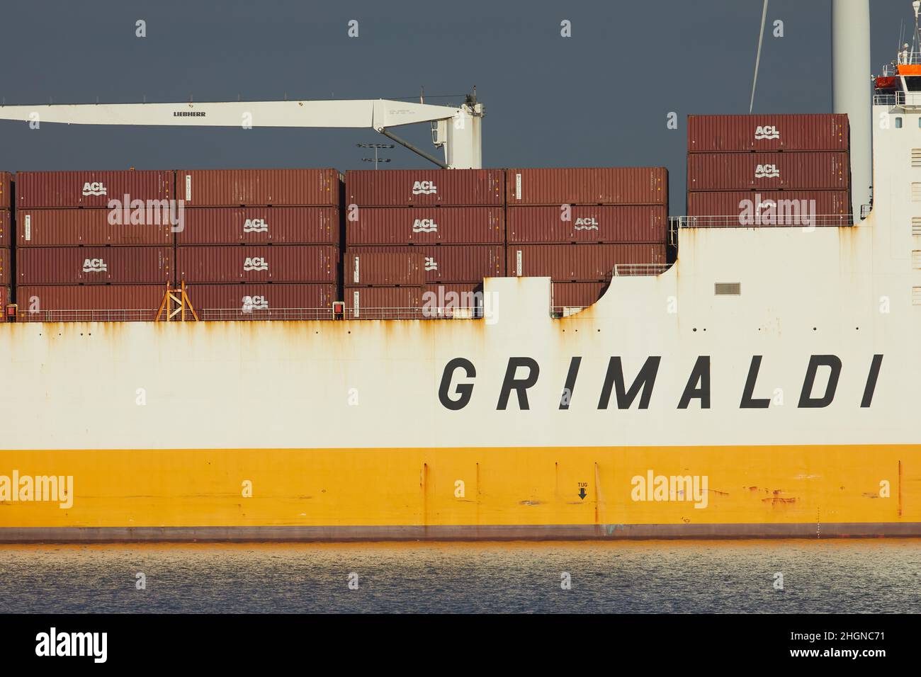 Grimaldi lines cargo container ship hi-res stock photography and images - Alamy