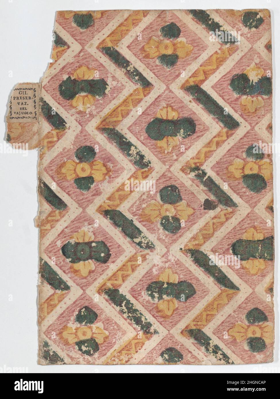 Book cover with zigzag and floral pattern 18th century Anonymous. Book ...