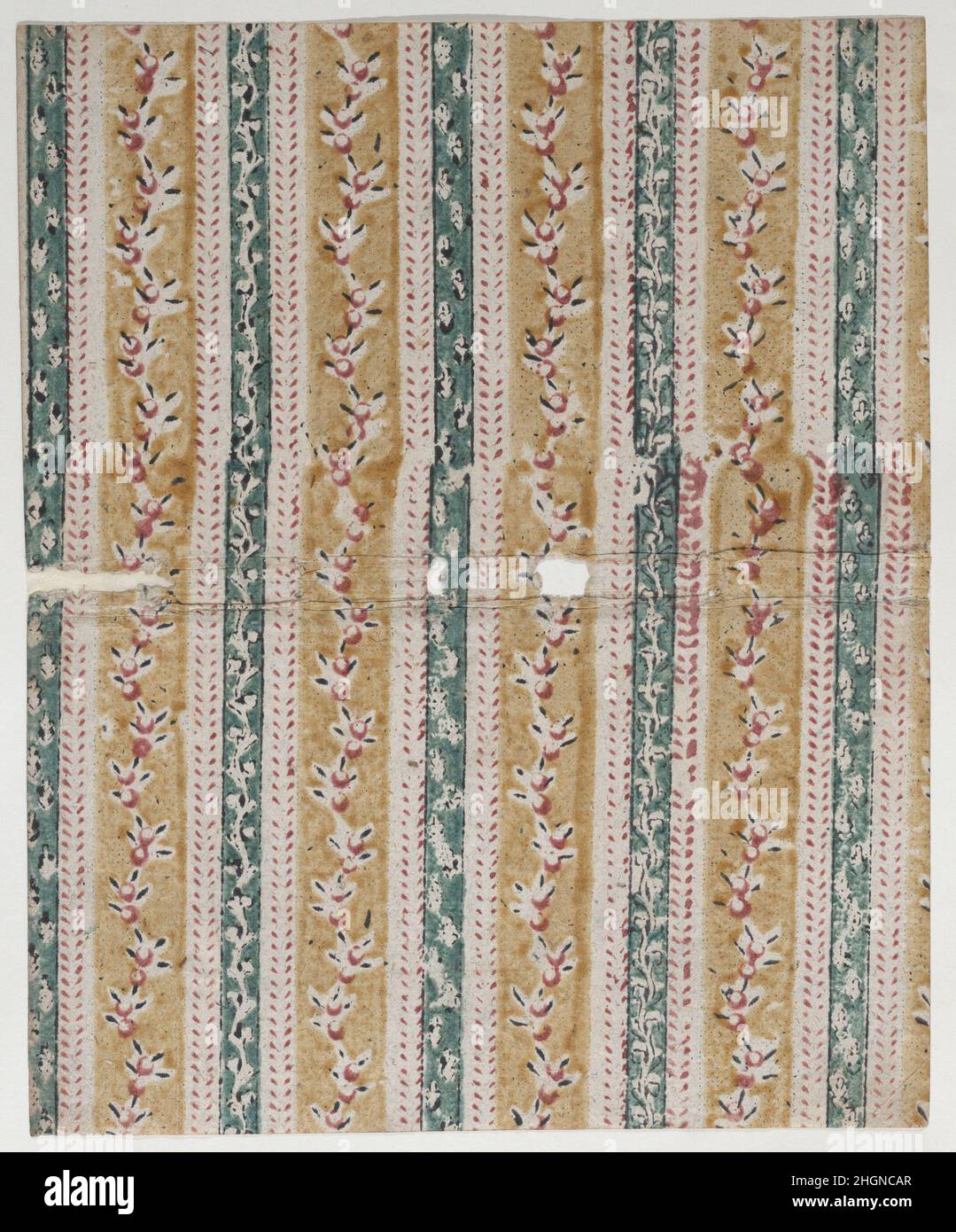 Book cover with yellow and green striped floral pattern 19th century ...