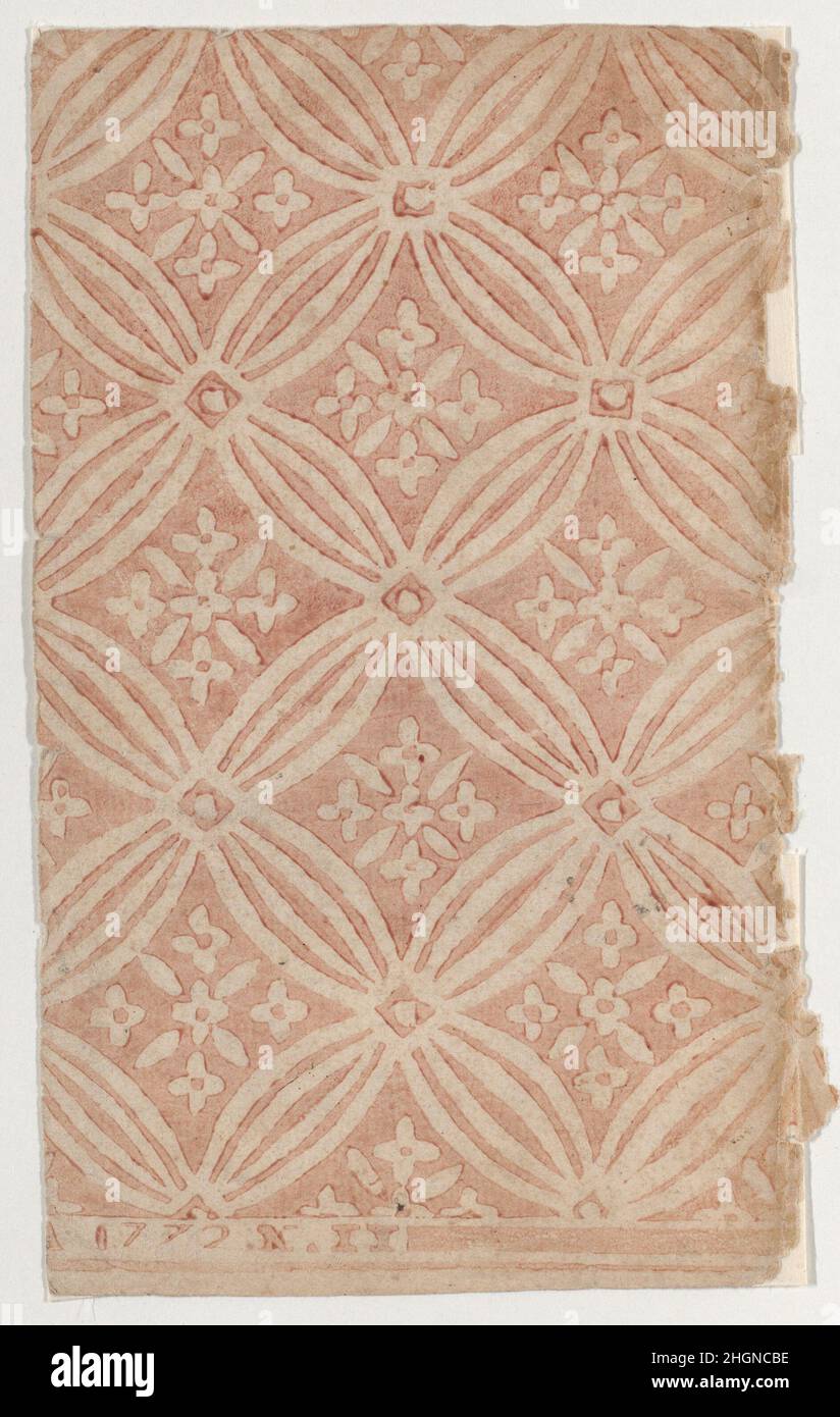 Sheet with overall red floral pattern 18th century Anonymous. Sheet ...