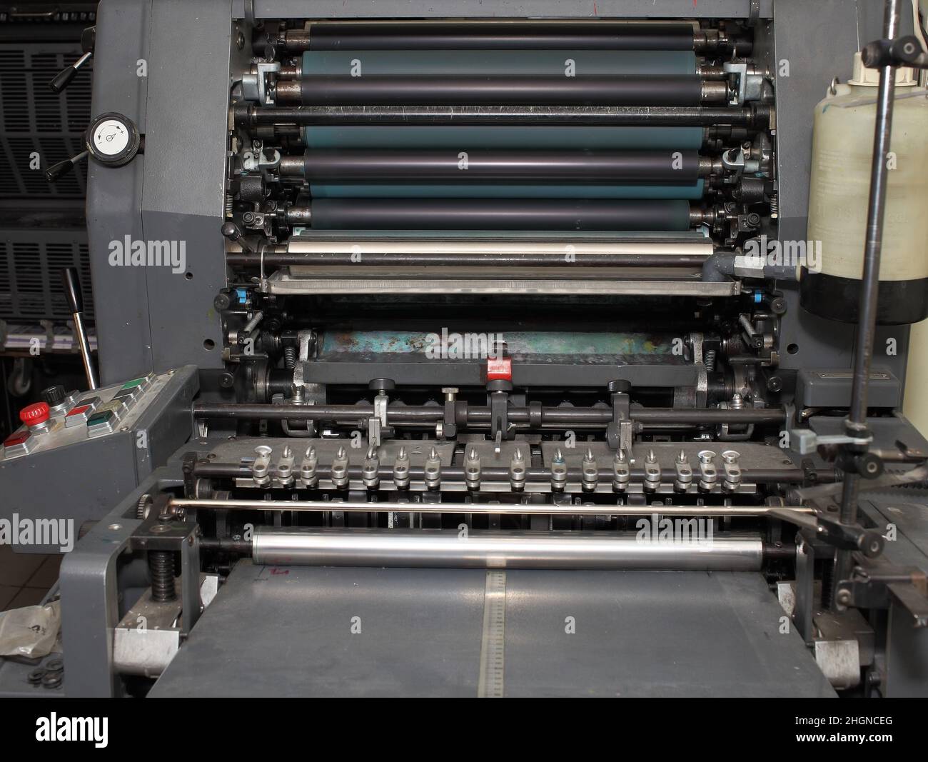 Offset heavy printing machine as an industrial background Stock Photo ...