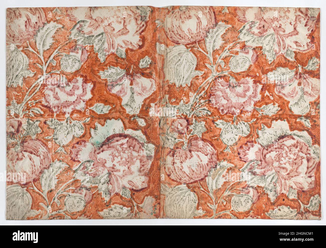 Book cover with floral pattern with orange background 18th century ...