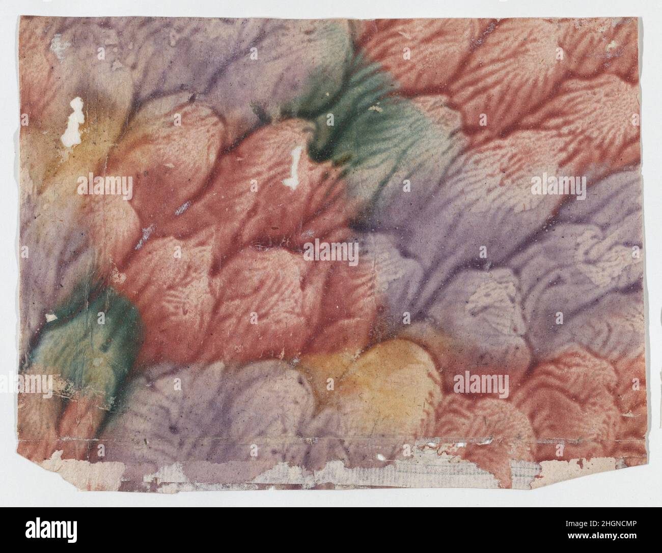 Paste paper with red, purple, yellow, and green design 18th century ...