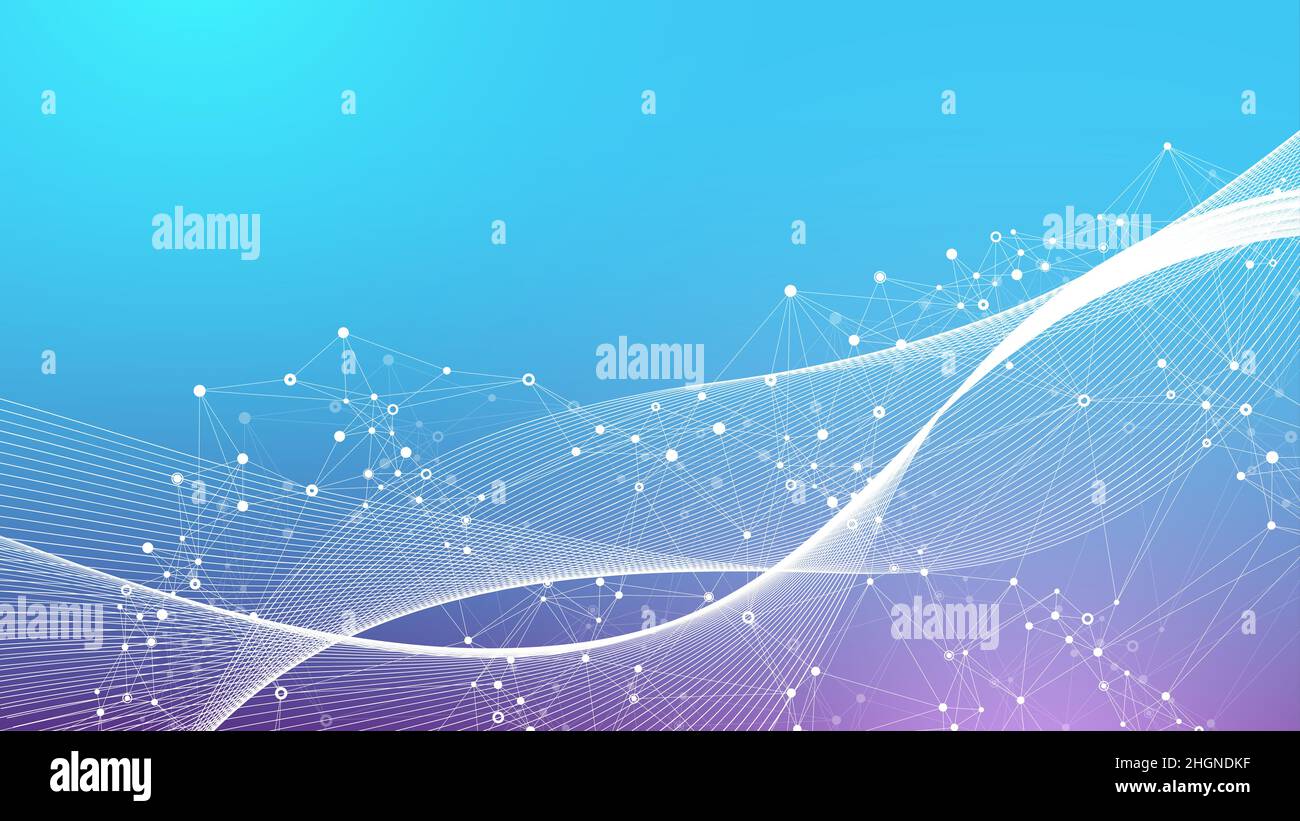 Illustration connections of lines and points banner template for ...
