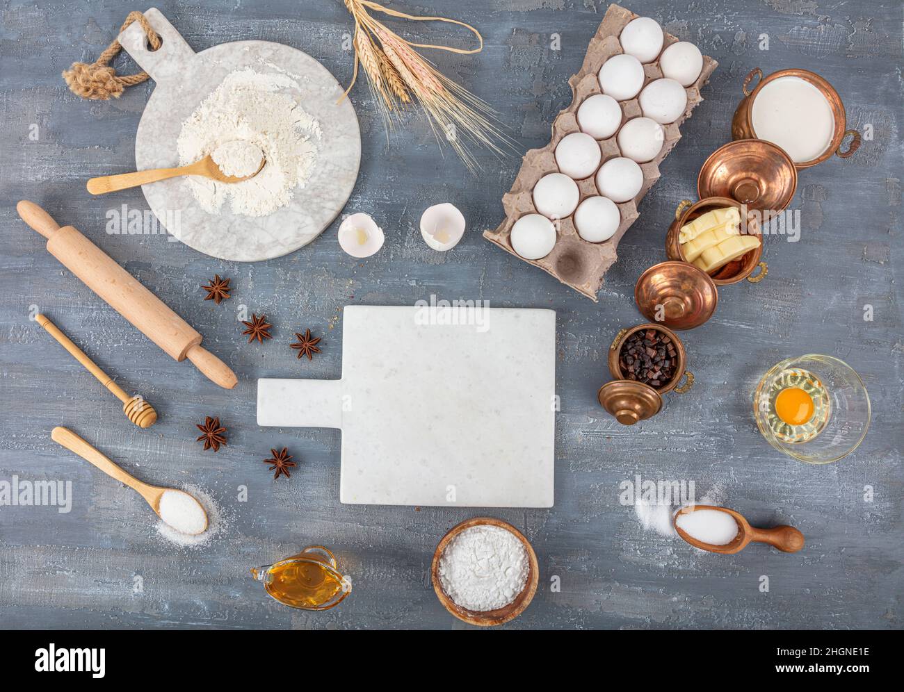 The cooking process. Mix ingredients for sponge cake, scones, muffins or muffins. Preparation ...