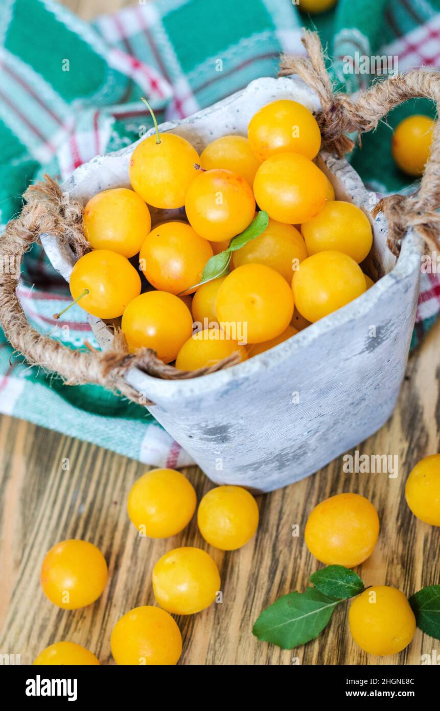 Organic ripe yellow cherry hi-res stock photography and images - Alamy