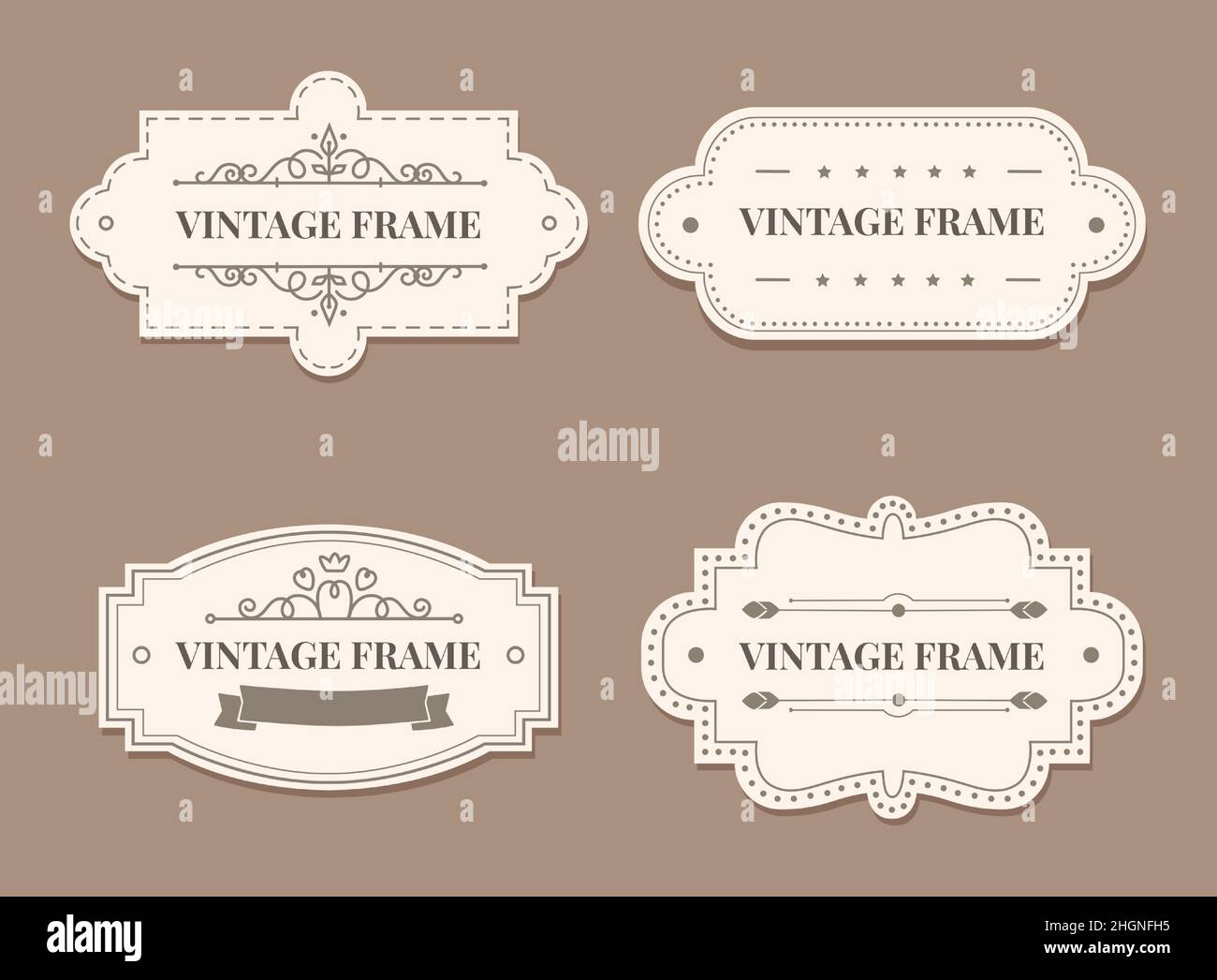 Vintage and retro tag frame collection for invitation. Wedding banner ...