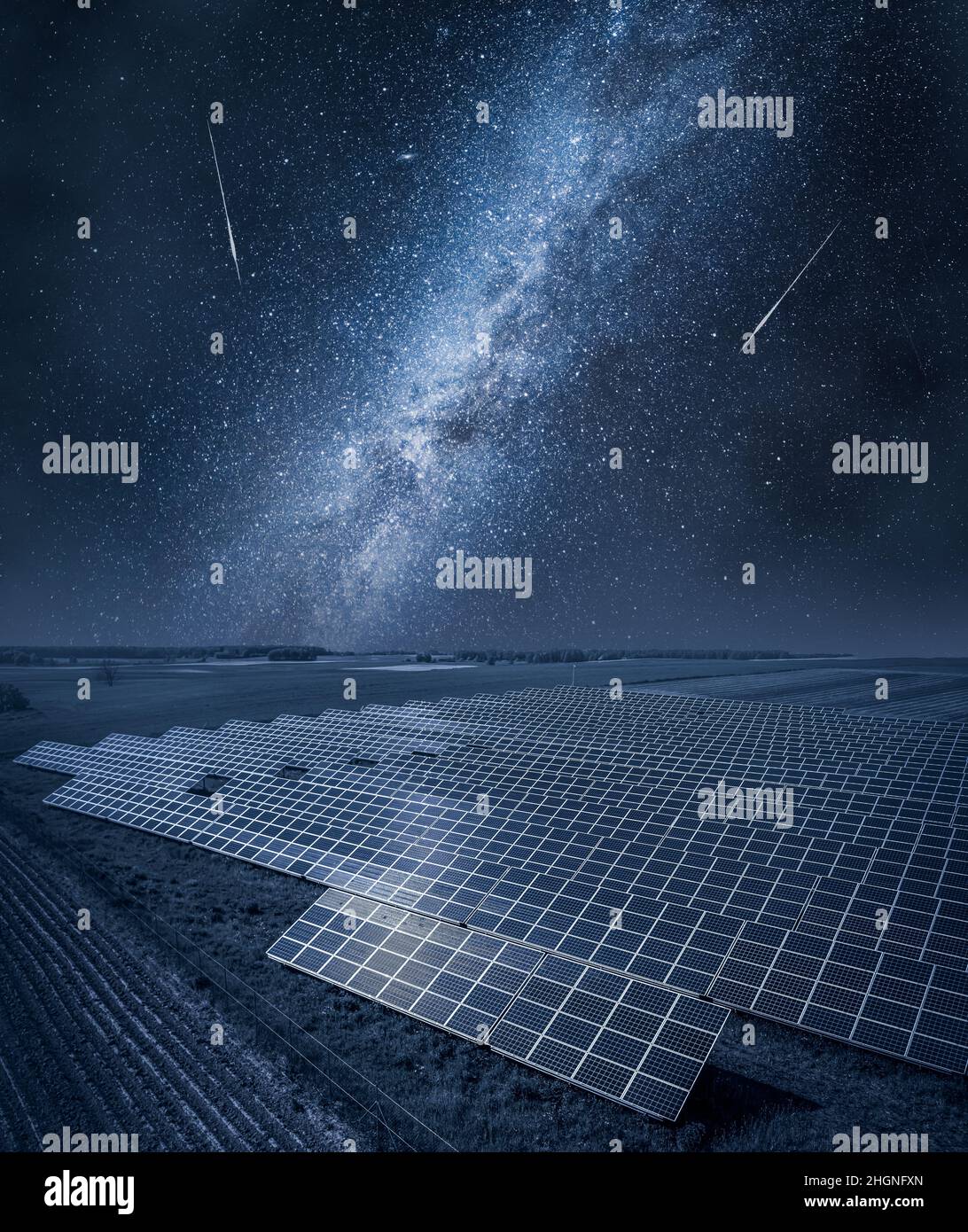 Solar power plant at night hi-res stock photography and images - Alamy