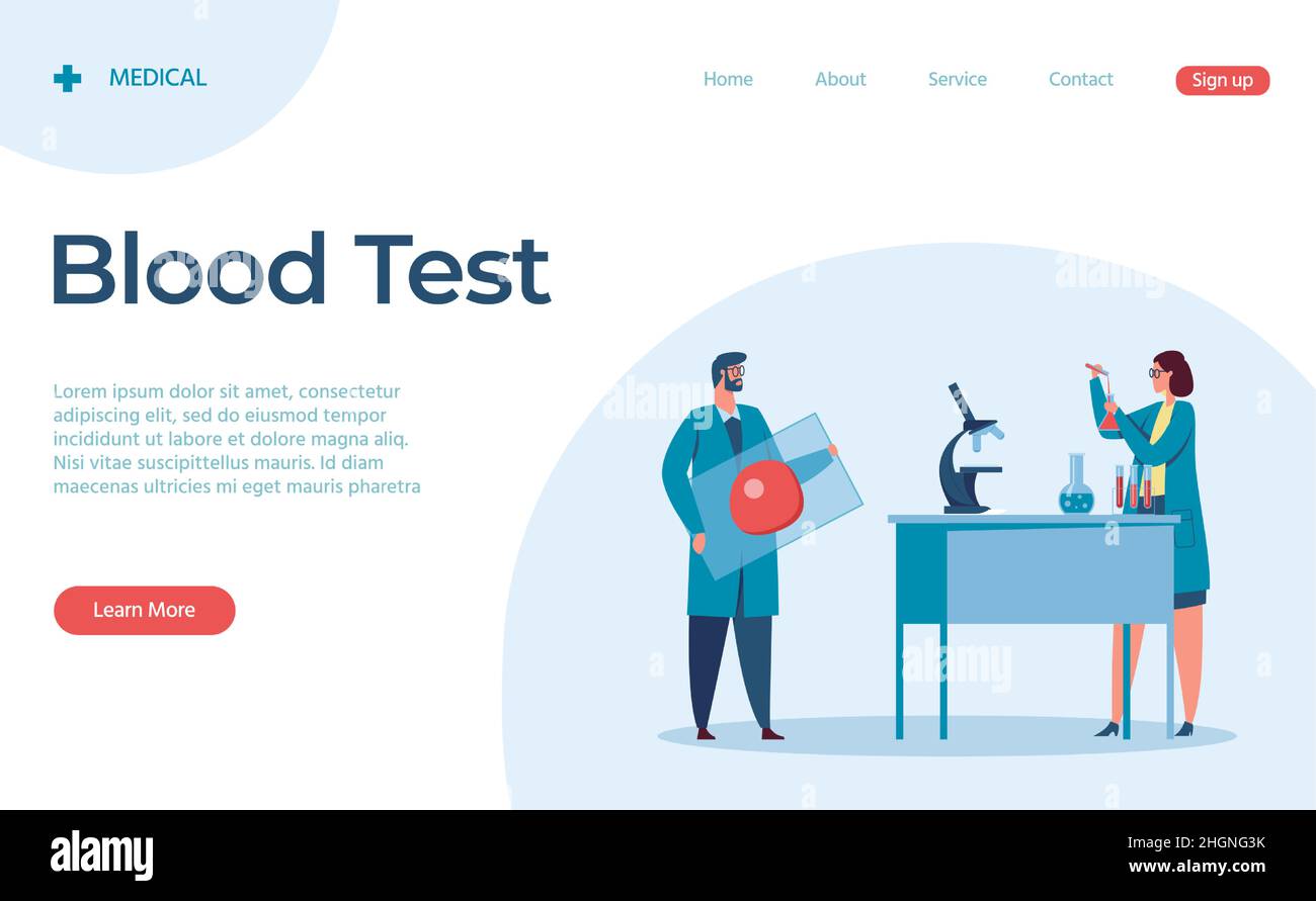 Blood test laboratory service landing web page. Experiment test and ...